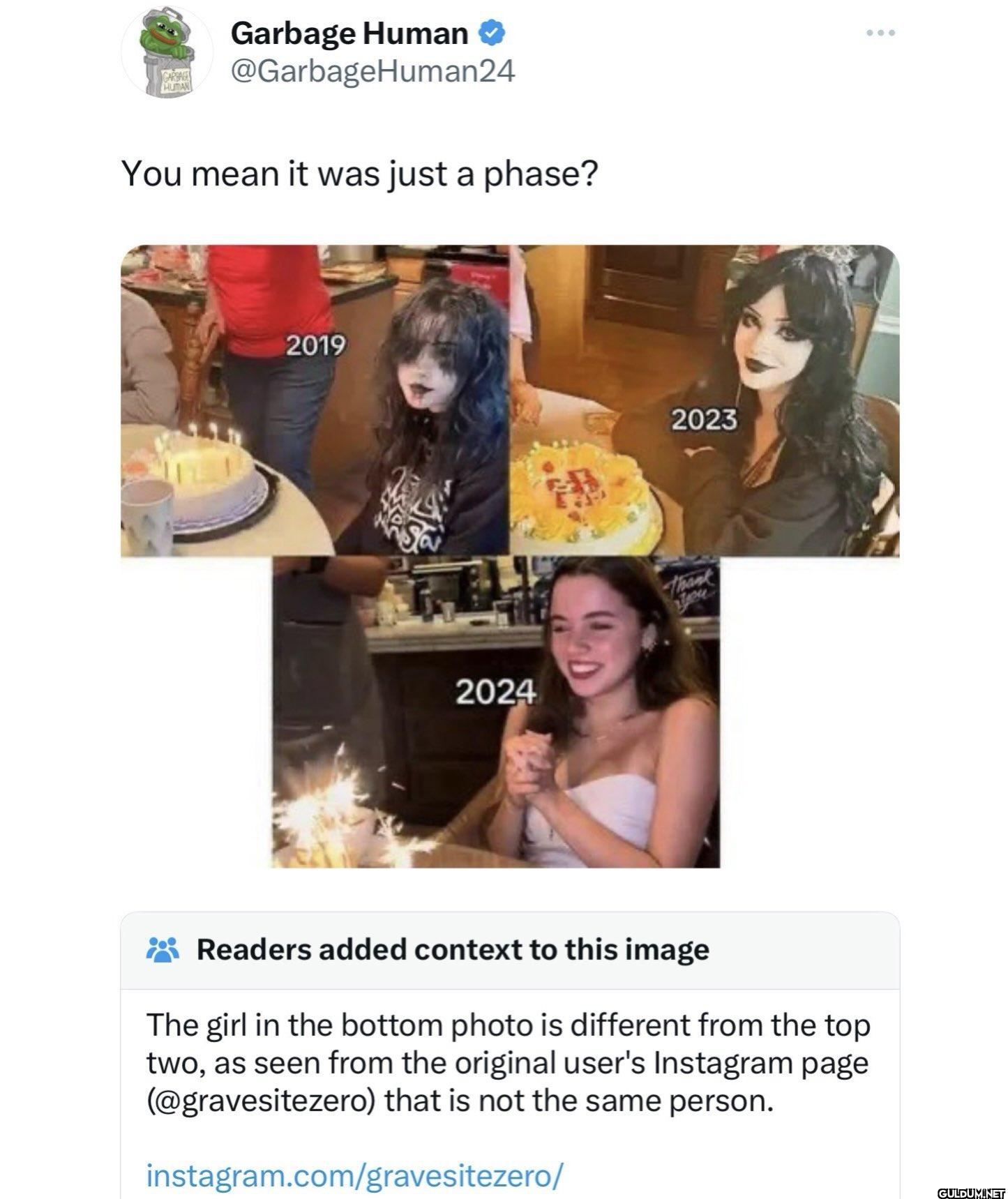 So it wasn't just a phase? GARSAB HUMAN Garbage Human @GarbageHuman24 You mean it was just a ...