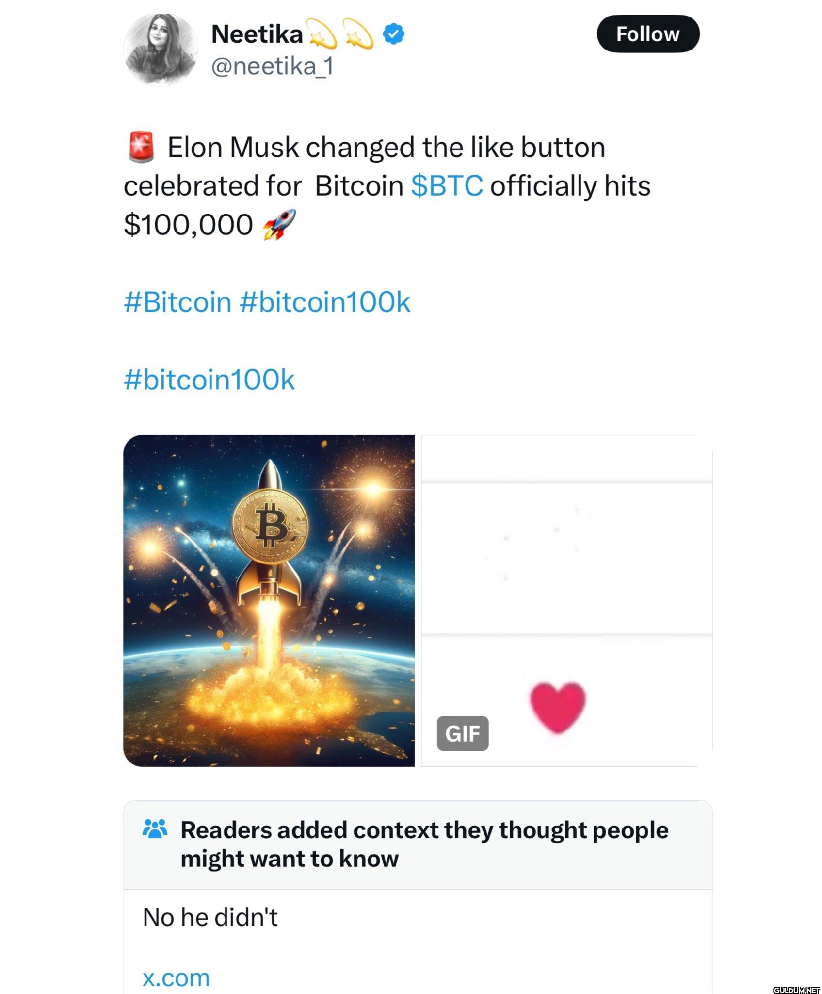 Follow Elon Musk changed the like button celebrated for Bitcoin $BTC ...