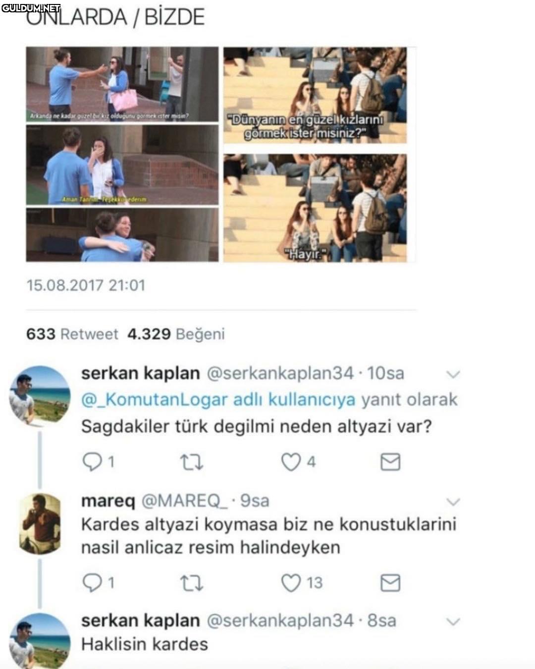 ONLARDA / BİZDE bunyanin en quzelkizlarini gormeklisterimisiniz? 15.08.2017 21:01 633 Retweet 4. ...