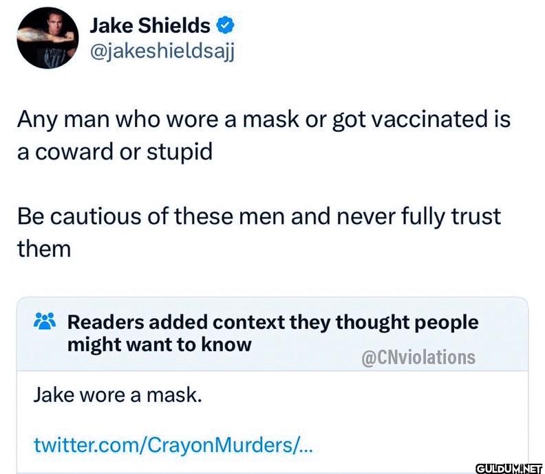 Did you get vaccinated? Jake Shields @jakeshieldsajj Any man who wore a ...