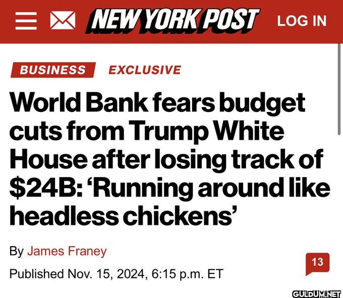 👀 = NEW YORK POST LOG IN BUSINESS EXCLUSIVE World Bank fears budget ...