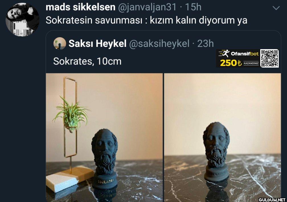 15h Sokratesin savunması : kızım kalın diyorum ya Saksı Heykel ...