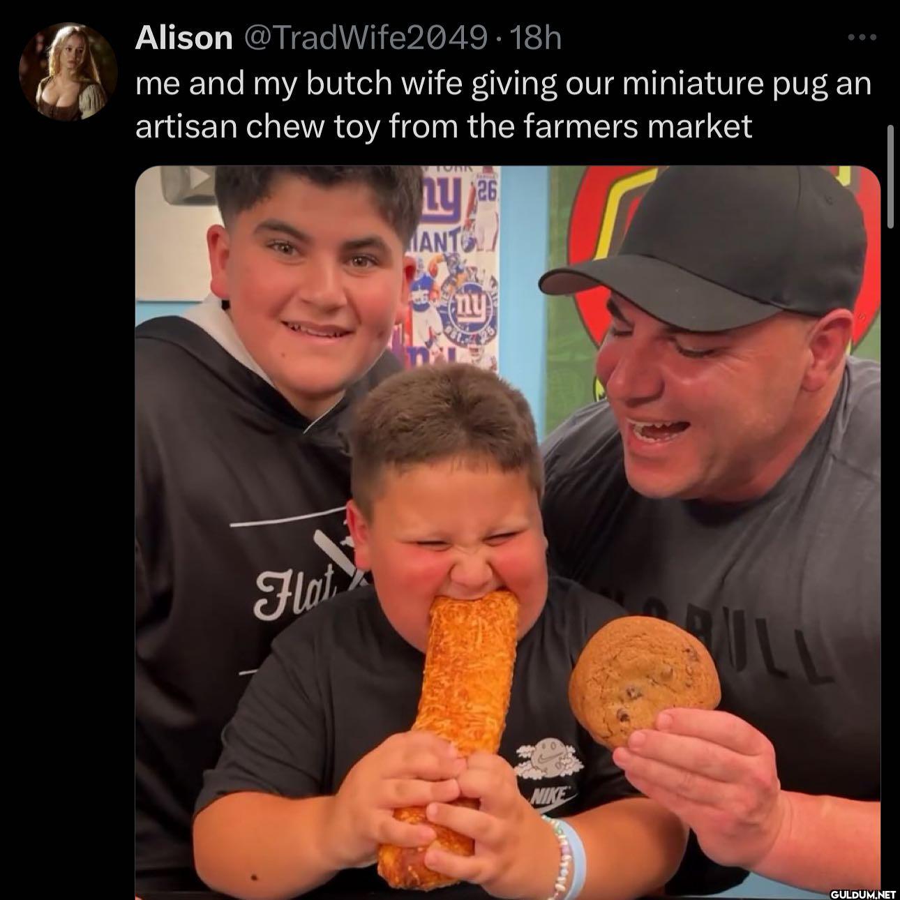 me and my butch wife giving our miniature pug an artisan chew toy from ...