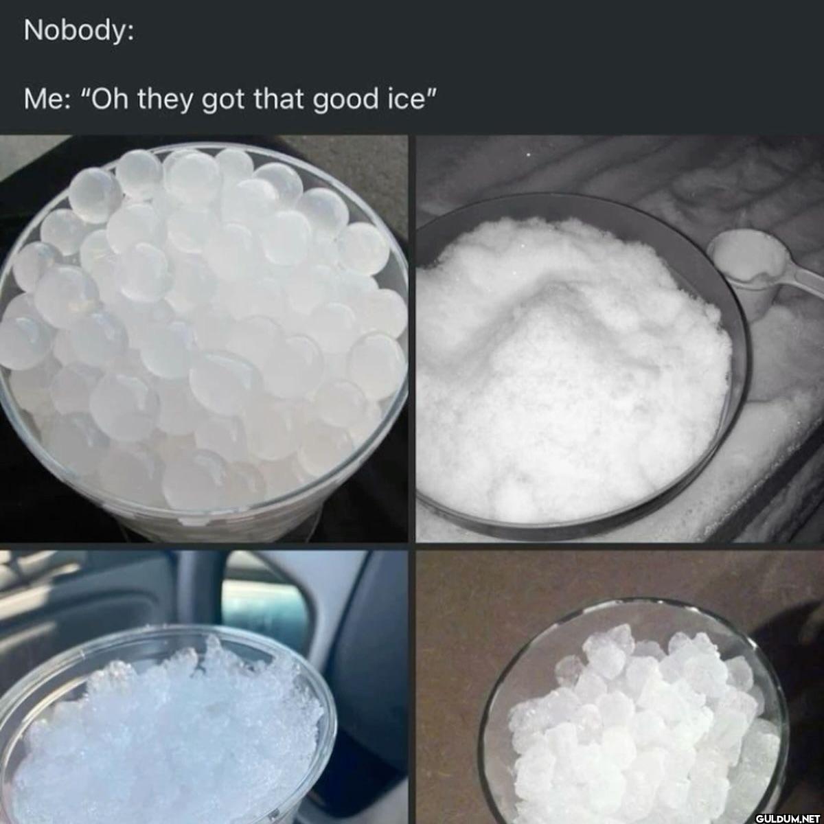 is this type of ice even good?? Nobody: Me: "Oh they got that good ice ...