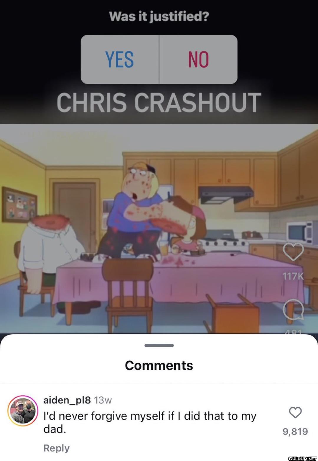 Was it justified? YES NO CHRIS CRASHOUT aiden_pl8 13w Comments I'd ...