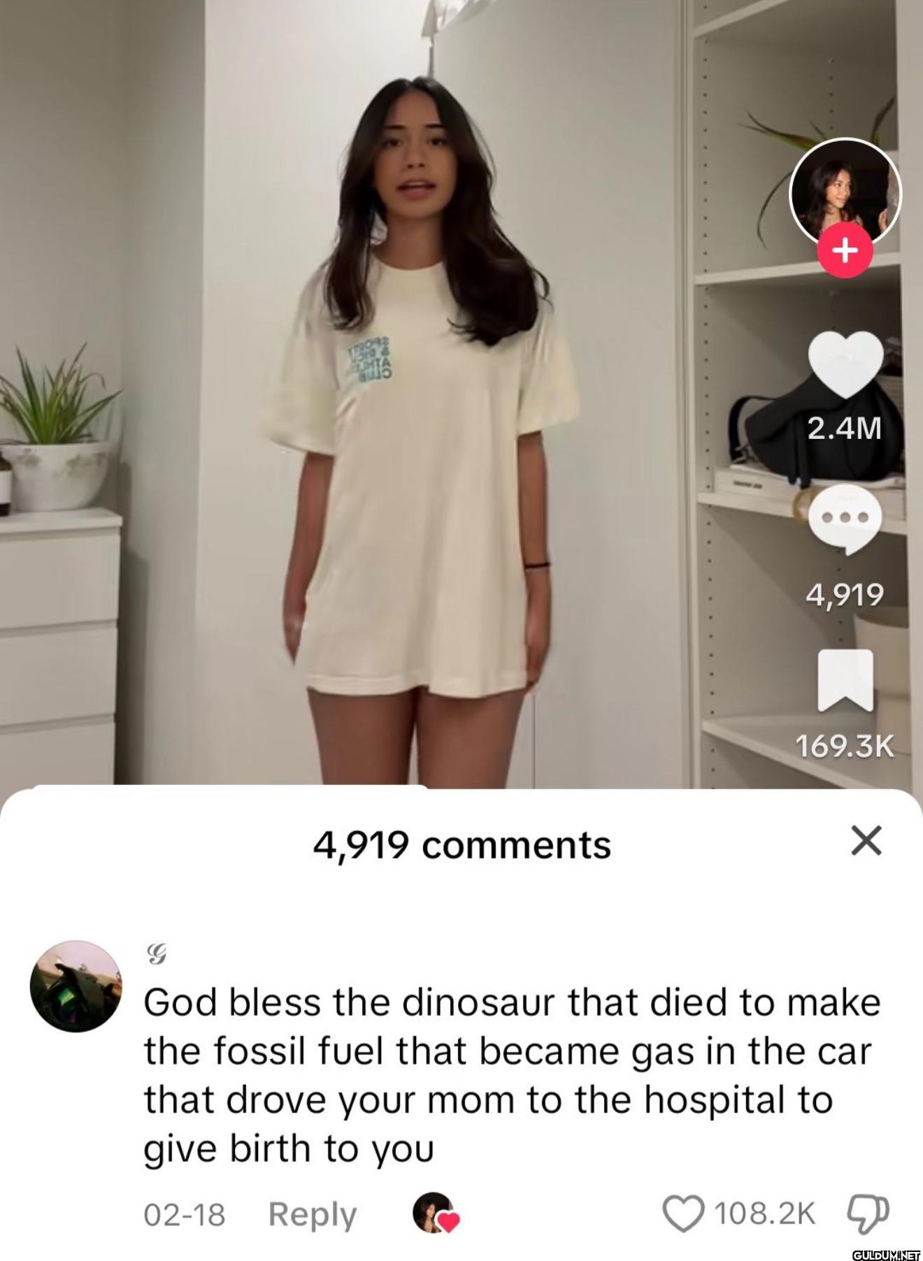 G 179093 เน HTA 4,919 comments + 2.4M 4,919 169.3K God bless the dinosaur that died to make the ...