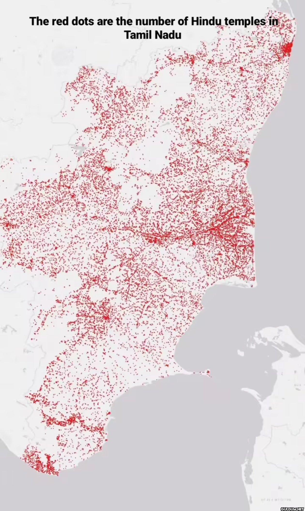 The red dots are the number of Hindu Temples in Tamil Nadu The red dots ...