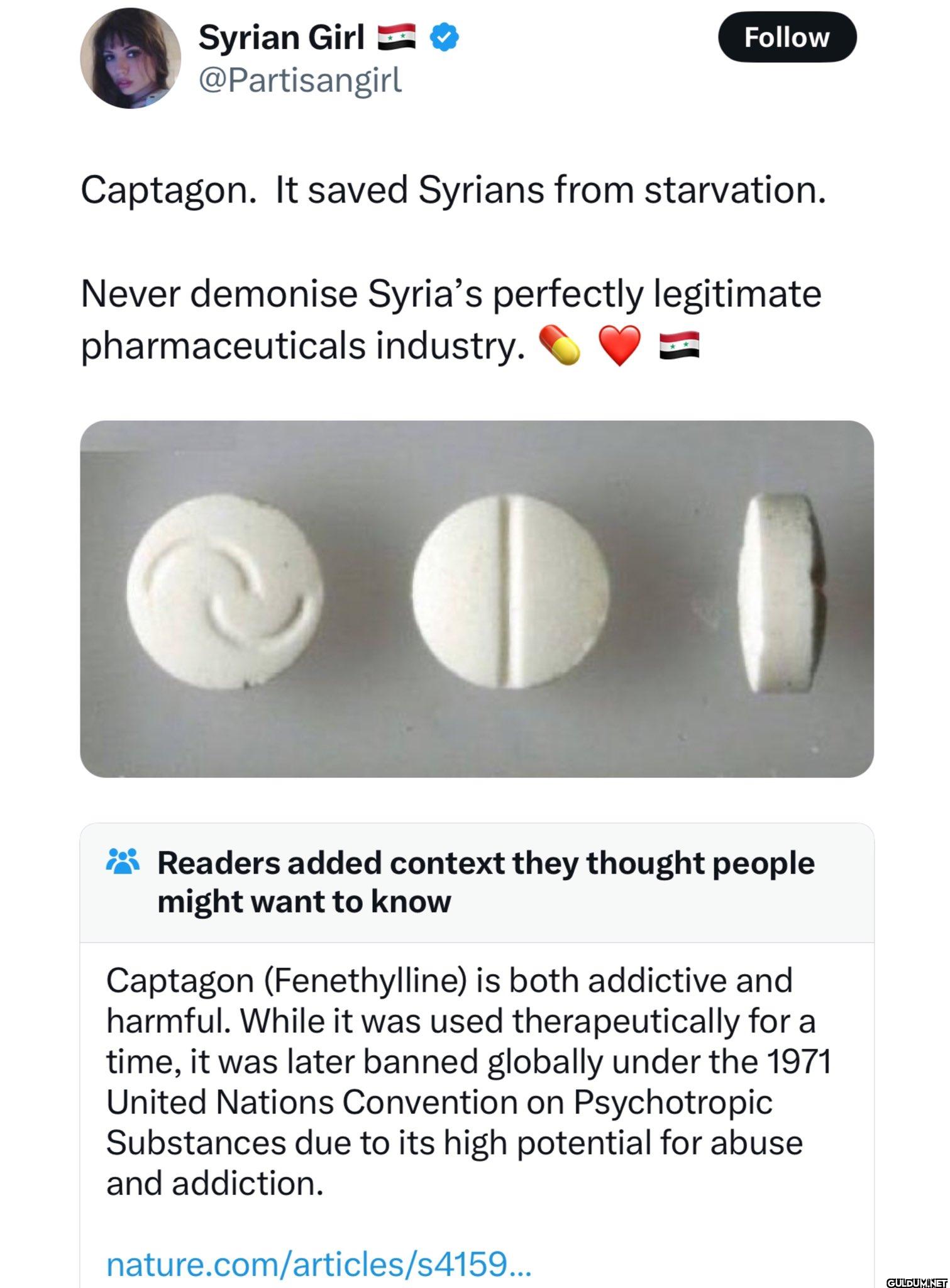 Follow Captagon. It saved Syrians from starvation. Never demonise Syria ...
