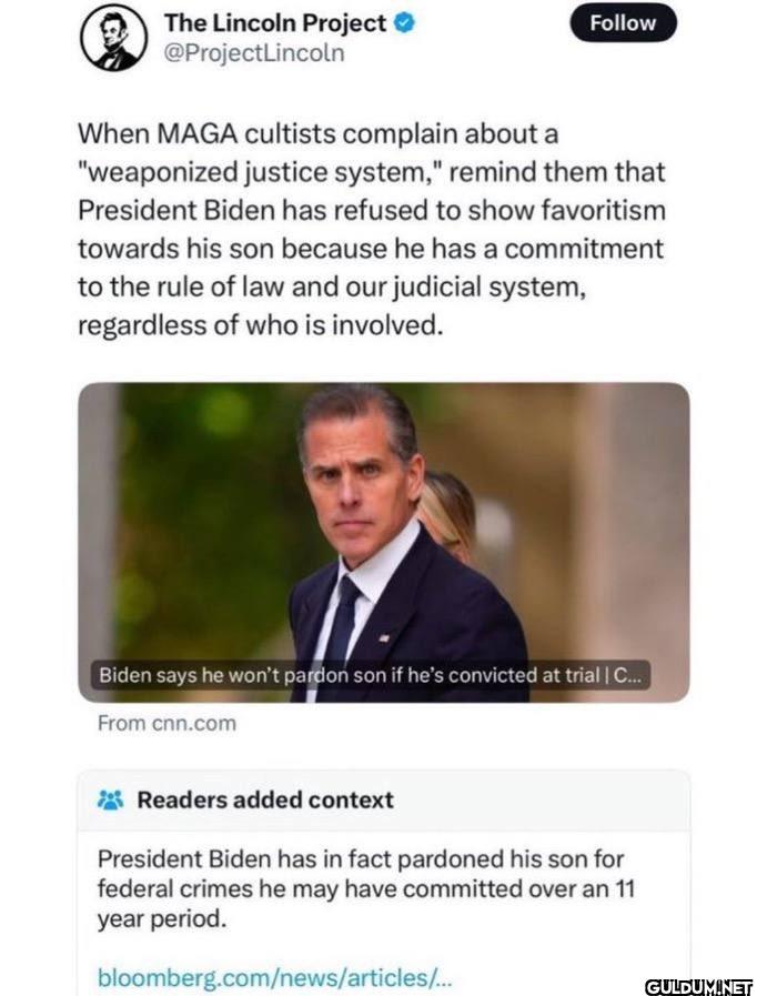 When MAGA cultists complain about a Follow "weaponized justice system ...