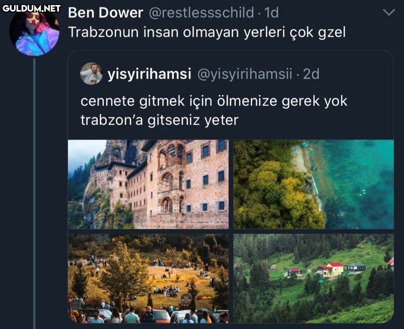 Ben Dower @restlessschild · 1d Trabzonun insan olmayan yerleri çok gzel ...