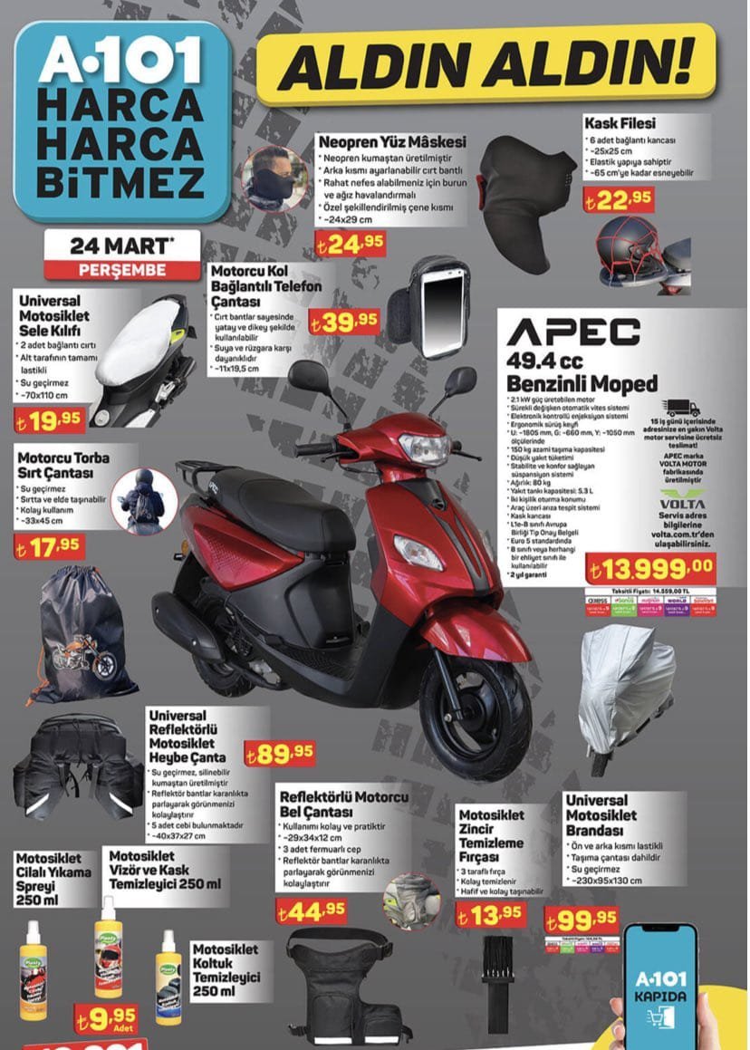 A101'de Motosiklet ekipmanları 24 Mart'ta https://t.co/ton6qoBekr - Guldum.net - Caps arama motoru