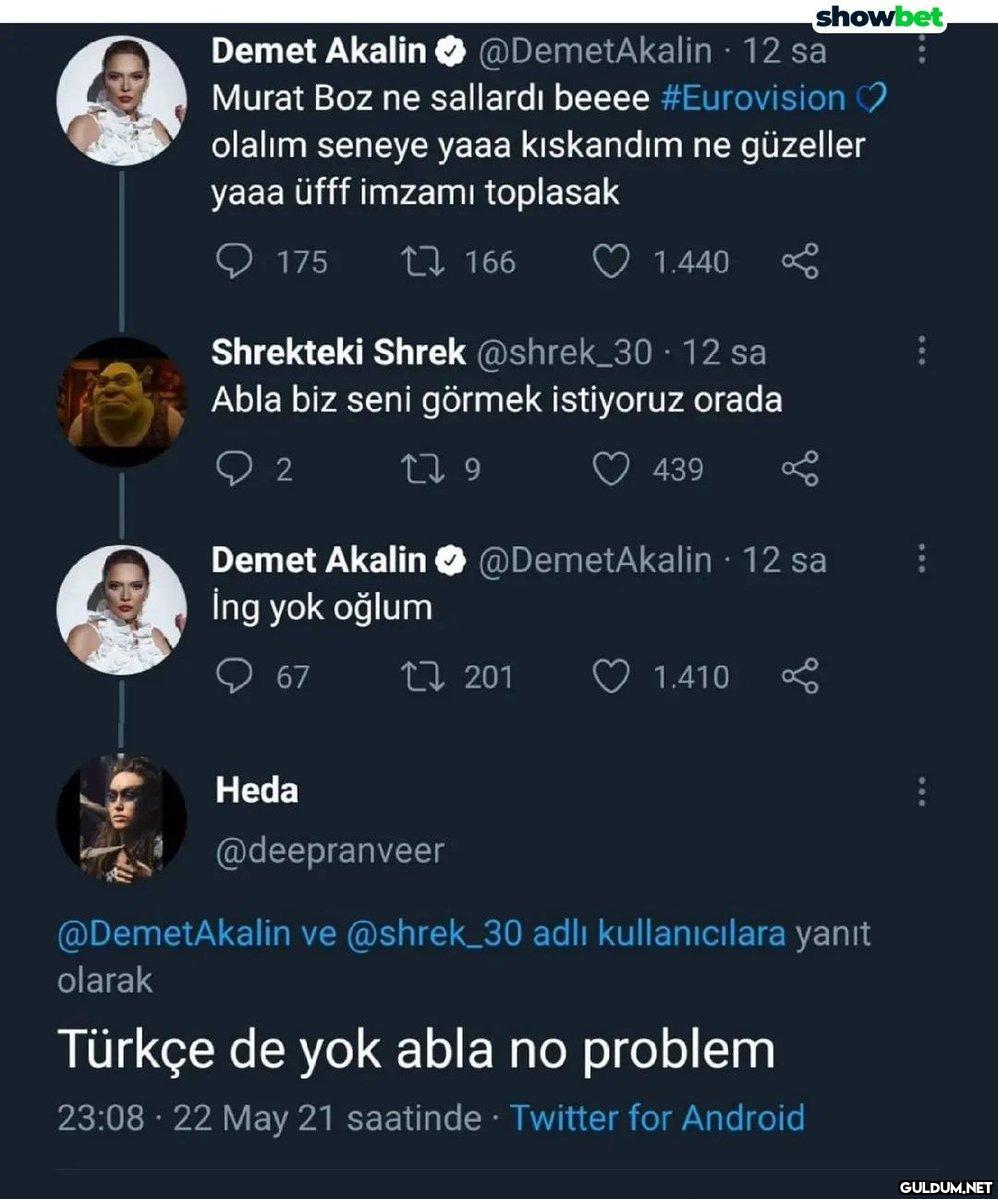 showbet Demet Akalin @Demet Akalin - 12 sa . Murat Boz ne sallardı beeee #Eurovision olalım ...