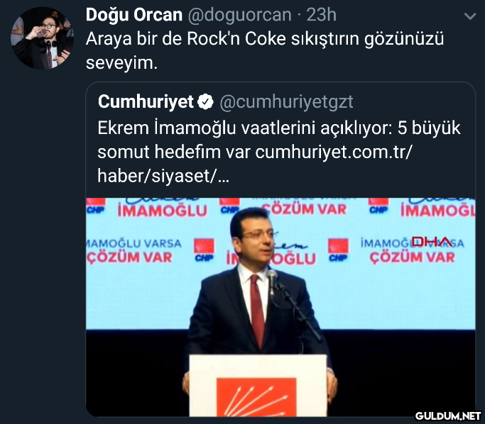 Doğu Orcan @doguorcan - 23h Araya bir de Rock'n Coke sıkıştırın ...