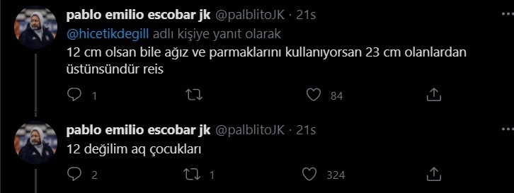 pablo emilio escobar jk @palblitoJK - 21s @hicetikdegill adlı kişiye yanıt olarak 12 cm olsan ...