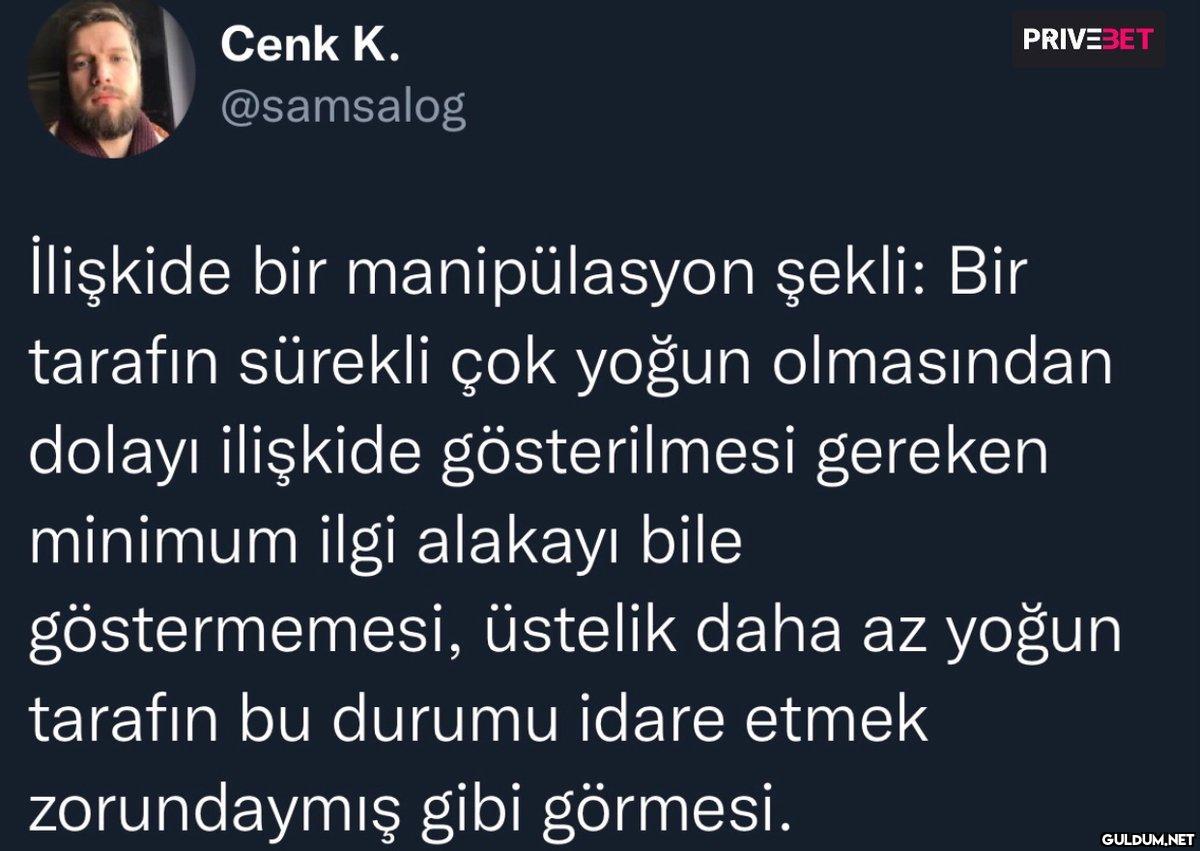 Cenk K. @samsalog PRIVEBET İlişkide bir manipülasyon şekli: Bir tarafın ...