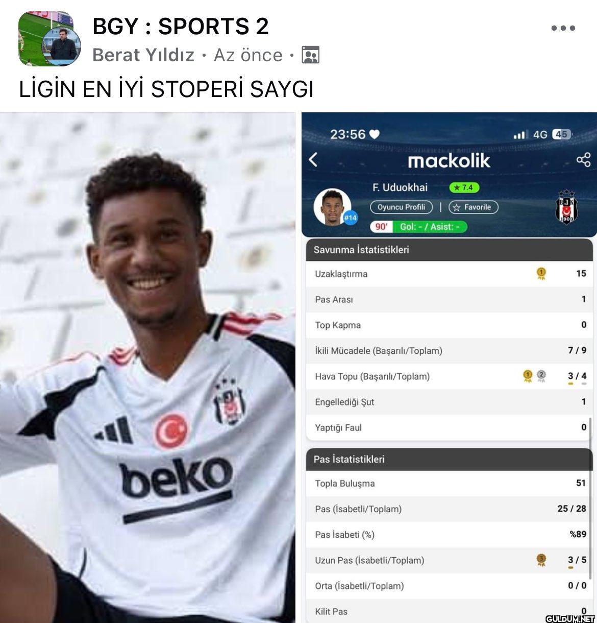 UDUOKHAİ SAYGI TWEETİ BGY: SPORTS 2 • Berat Yıldız Az önce A LİGİN EN ...