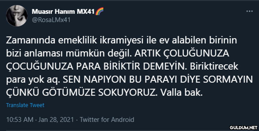 Muasir Hanım MX41 @RosaLMx41 Zamanında emeklilik ikramiyesi ile ev alabilen birinin bizi ...
