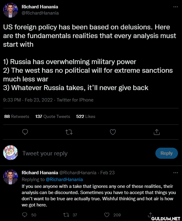 Richard Hanania @Richard Hanania US foreign policy has been based on ...