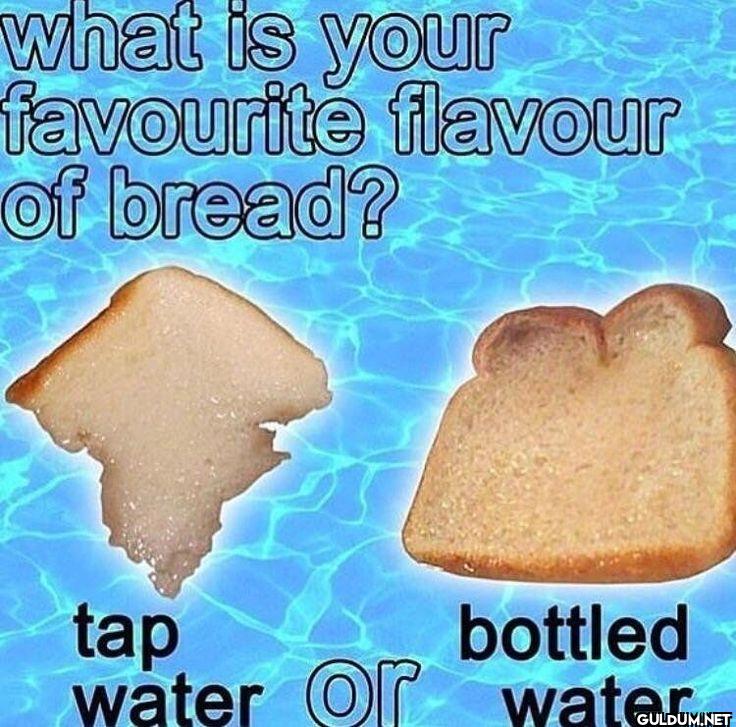 what is your favourite flavour of bread? tap bottled water or water ...