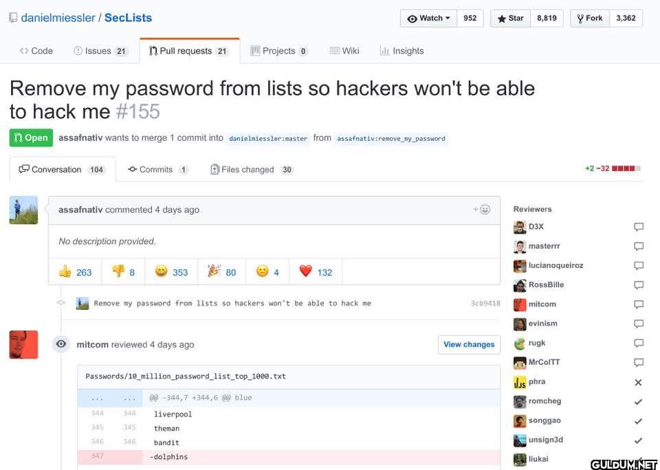 Best PR danielmiessler / SecLists Code Issues 21 Pull requests 21 Projects 0 Wiki Lill Insights ...
