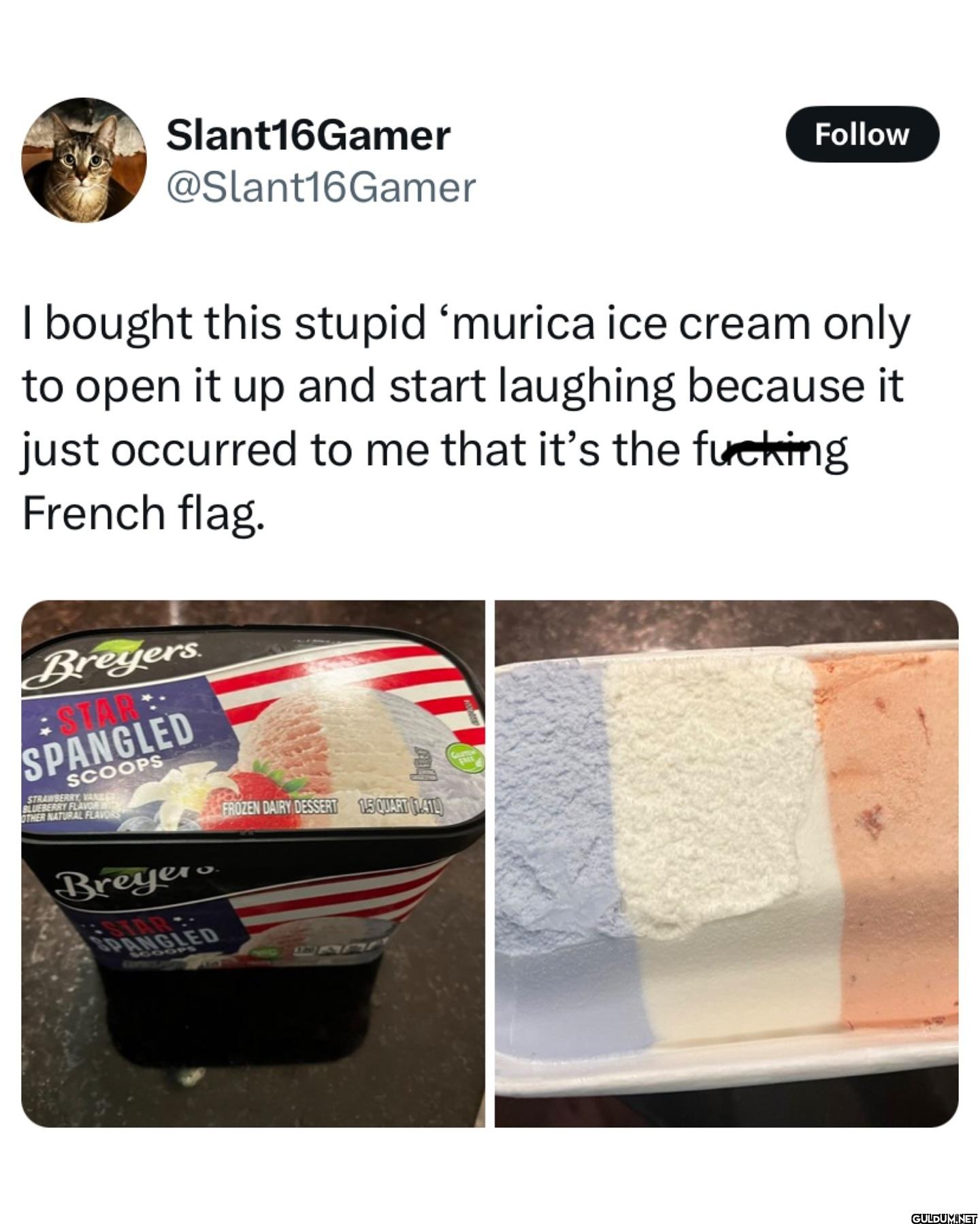 Follow I bought this stupid 'murica ice cream only to open it up and ...