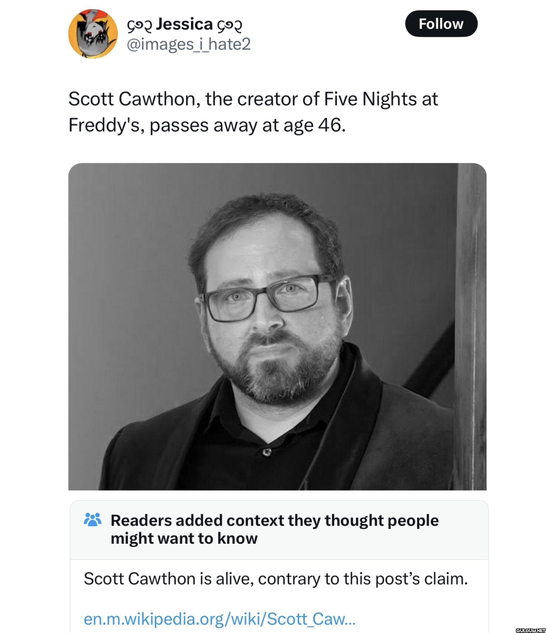 Follow Scott Cawthon, the creator of Five Nights at Freddy's, passes ...