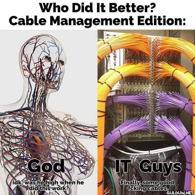 Who Did It Better? Cable Management Edition: God idk, was he high when ...