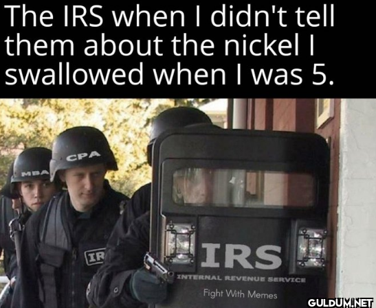 👀 The IRS when I didn't tell them about the nickel I swallowed when I ...