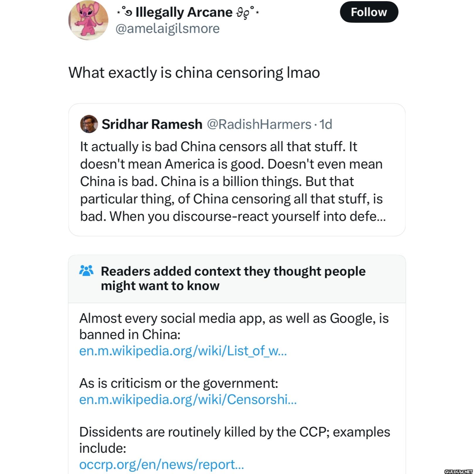 What exactly is china censoring Imao Follow Sridhar Ramesh ...