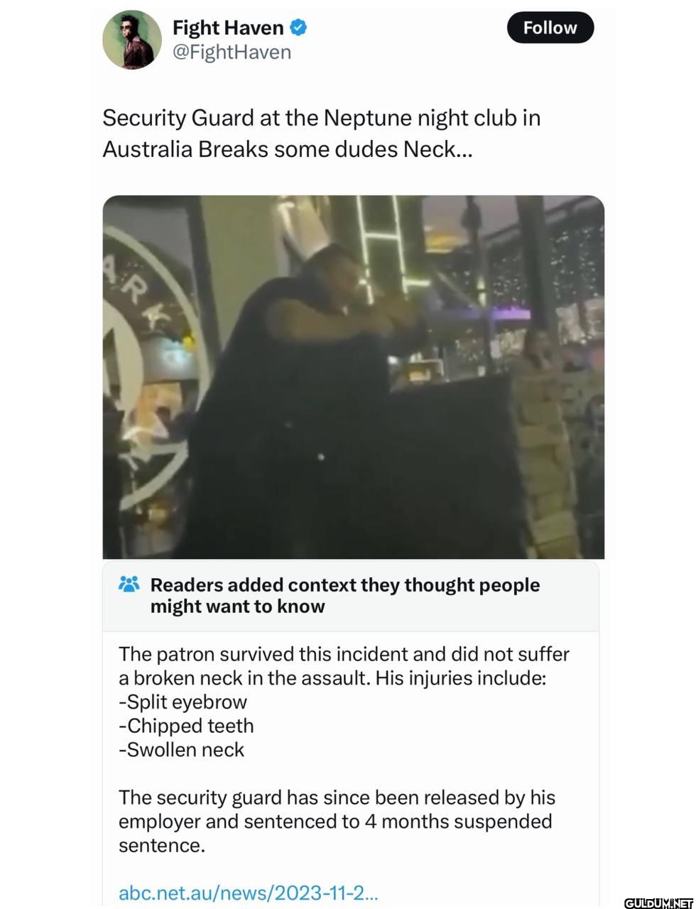 Follow Security Guard at the Neptune night club in Australia Breaks ...
