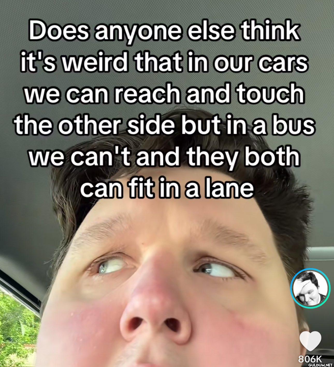 Does anyone else think it's weird that in our cars we can reach and touch the other side but in ...