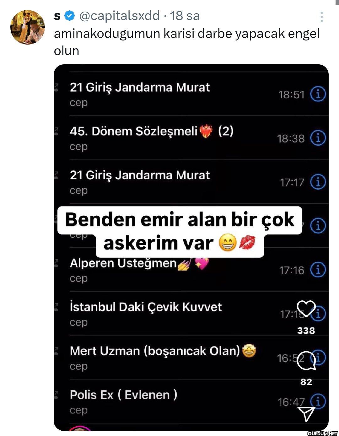 · 18 sa • aminakodugumun karisi darbe yapacak engel olun 기 21 Giriş Jandarma Murat cep 18:51 (i ...