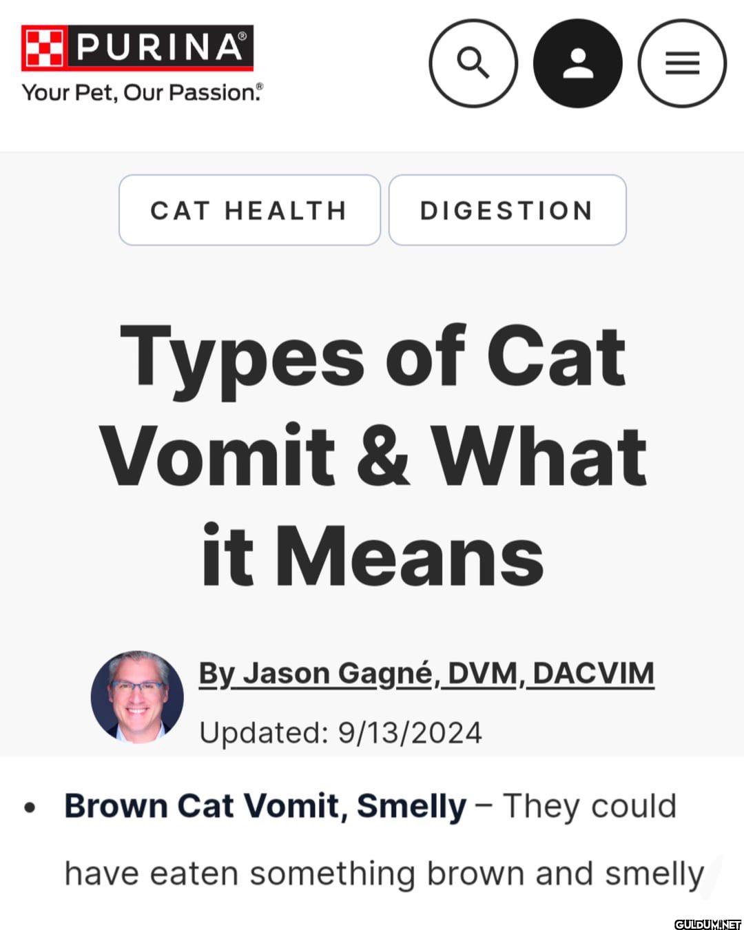 PURINA® Your Pet, Our Passion. • CAT HEALTH DIGESTION ||| = Types of ...