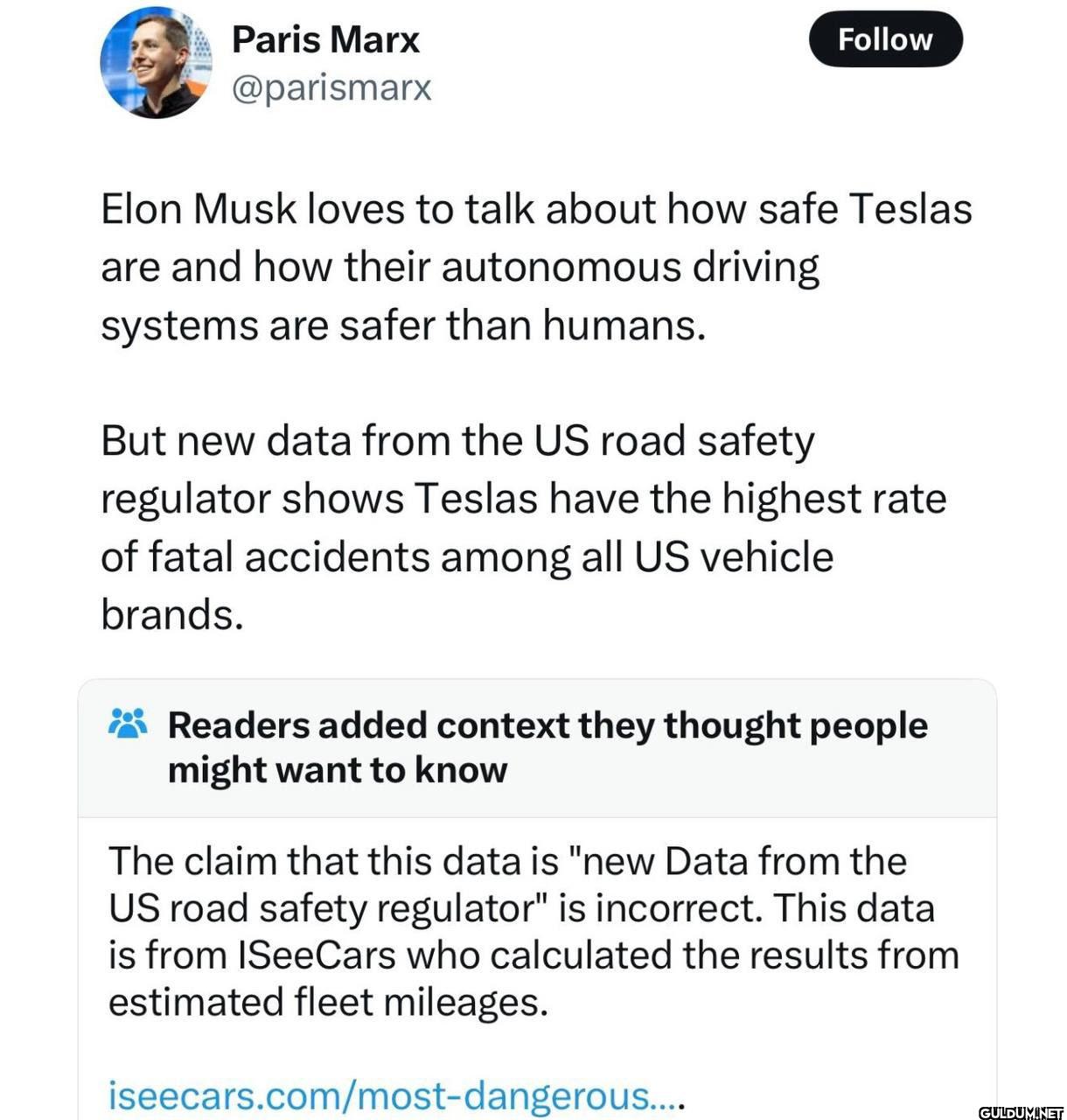 I'd still drive a Tesla. Paris Marx @parismarx Follow Elon Musk loves ...