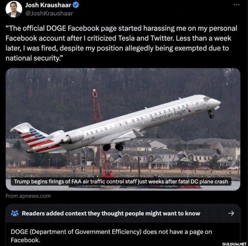 "The official DOGE Facebook page started harassing me on my personal ...