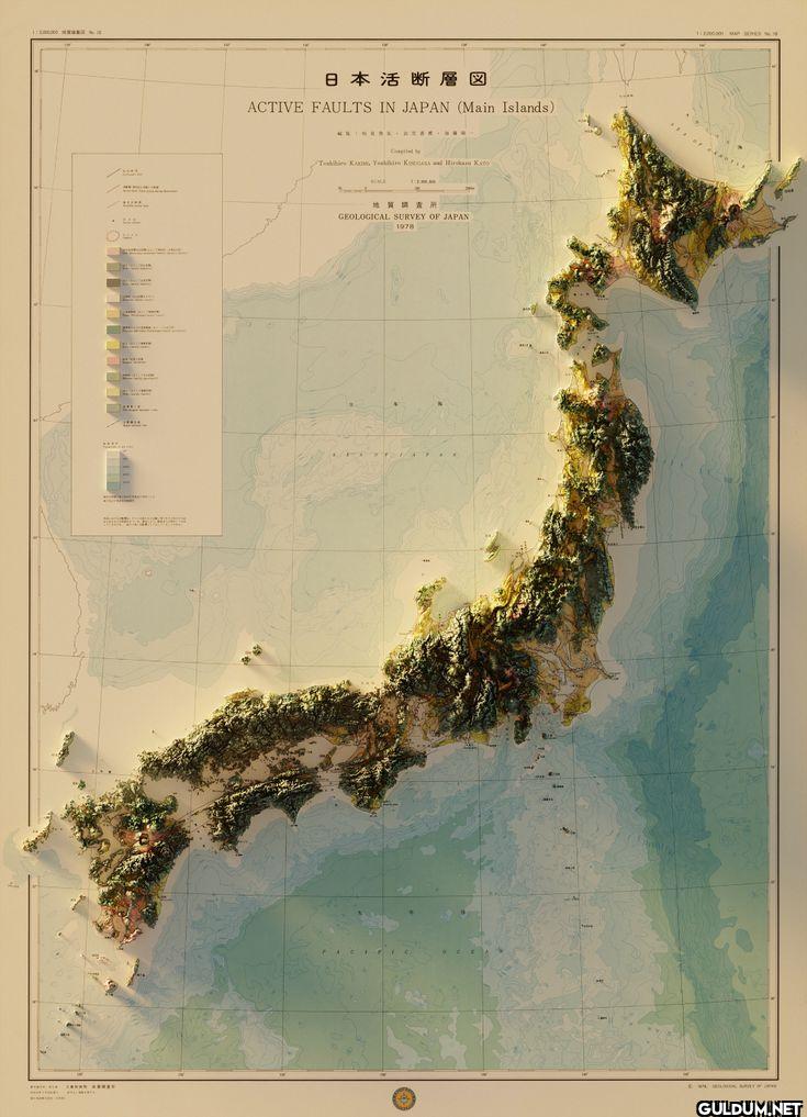 Topography map of Japan🇯🇵 日本活断層図 ACTIVE FAULTS IN JAPAN (Main Islands ...