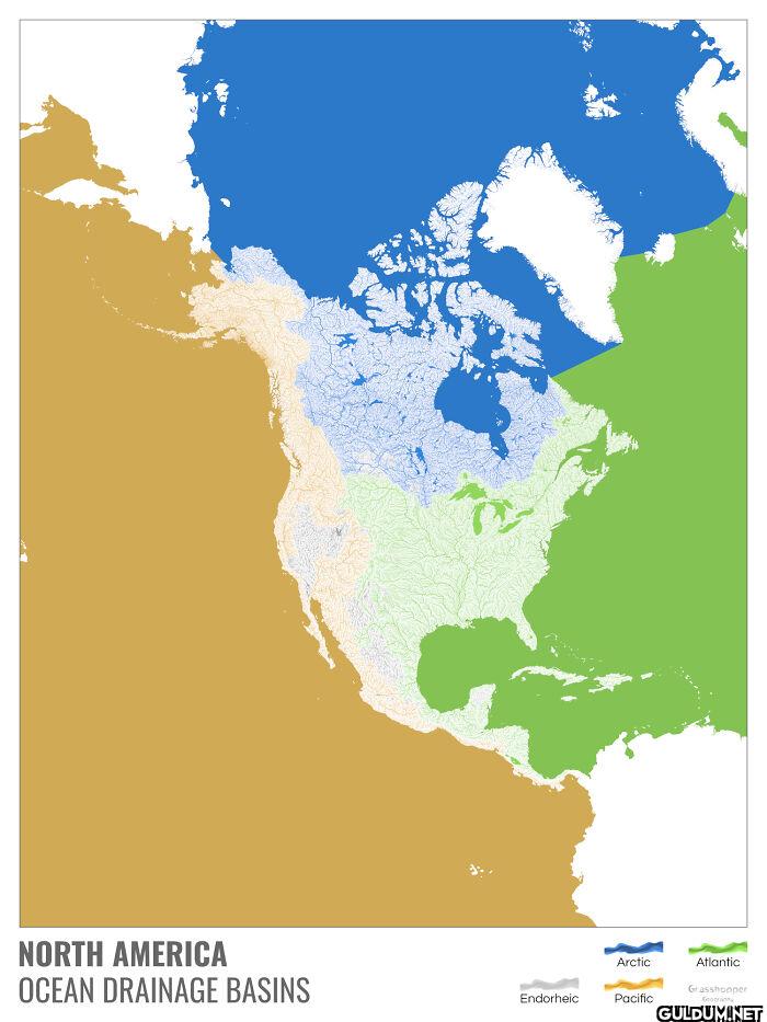 10. Ocean drainage basin map of North America – white with colored ...