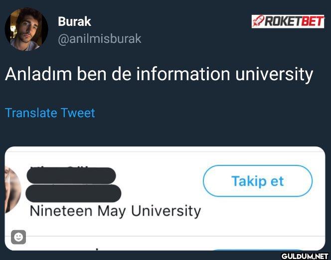 PROKETBET Anladım ben de information university Translate Tweet Nineteen May University Takip et ...