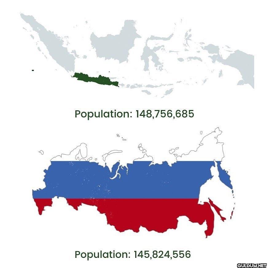 The island of Java in Indonesia 🇮🇩 is more populated than Russia 🇷🇺 ...